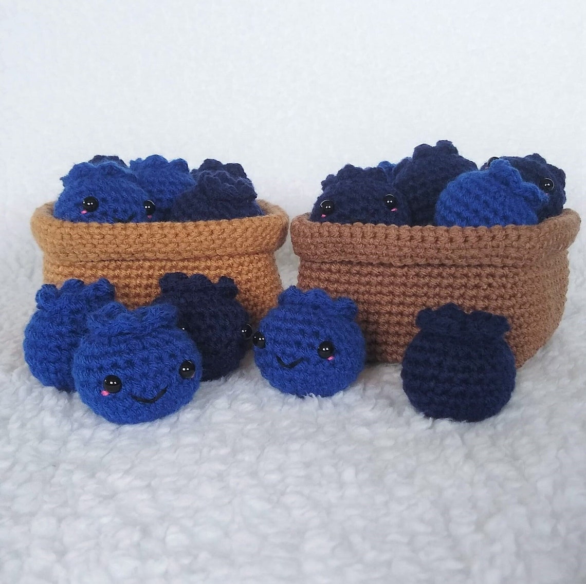 Crochet Basket of Blueberry Plushies Amigurumi Blueberries - Etsy