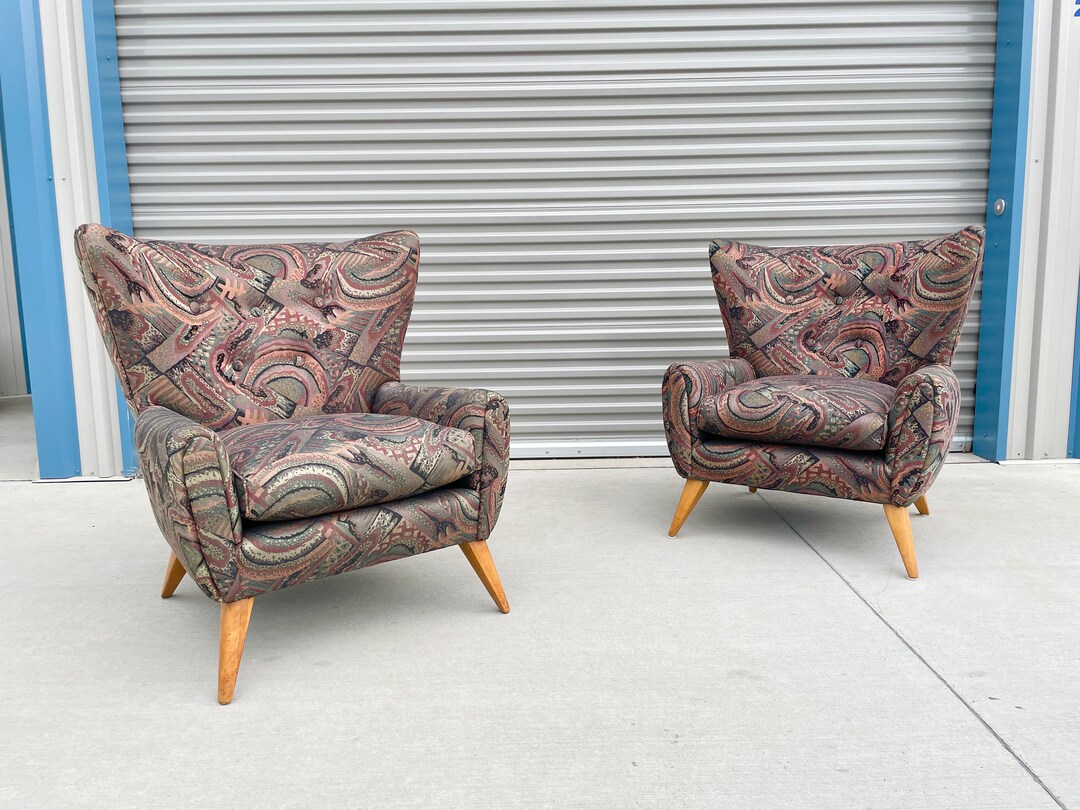 Mid Century Pair of Wingback Lounge Chairs - Etsy