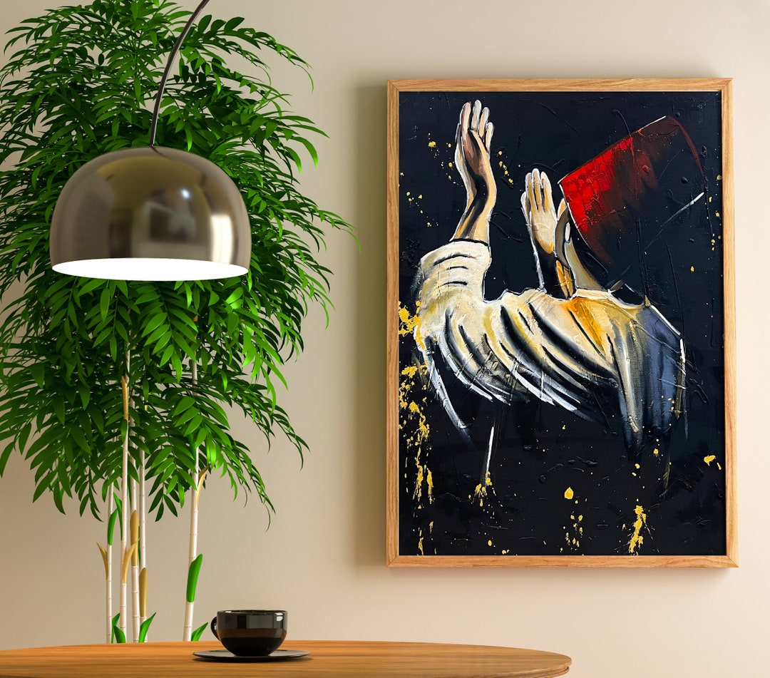Praying Dervish Wall Art, Whirling Dervish Wall Decor, Abstract Semazen ...