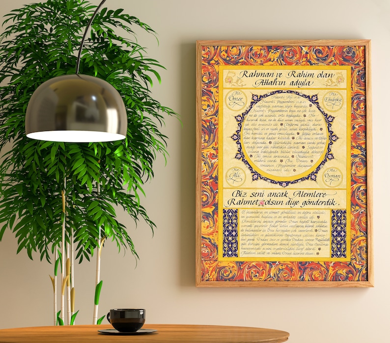 Hilye-i Serif Wall Art, Hilya Sharif Wall Decor, Islamic Manuscript on ...