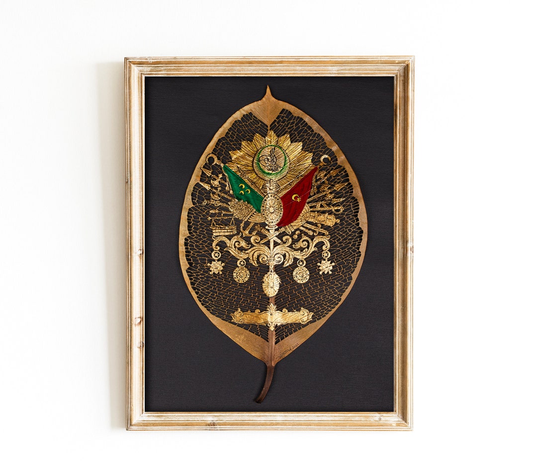 Ottoman Crest Leaf Carving Wall Art, Handmade Ottoman Sign Wall Decor ...