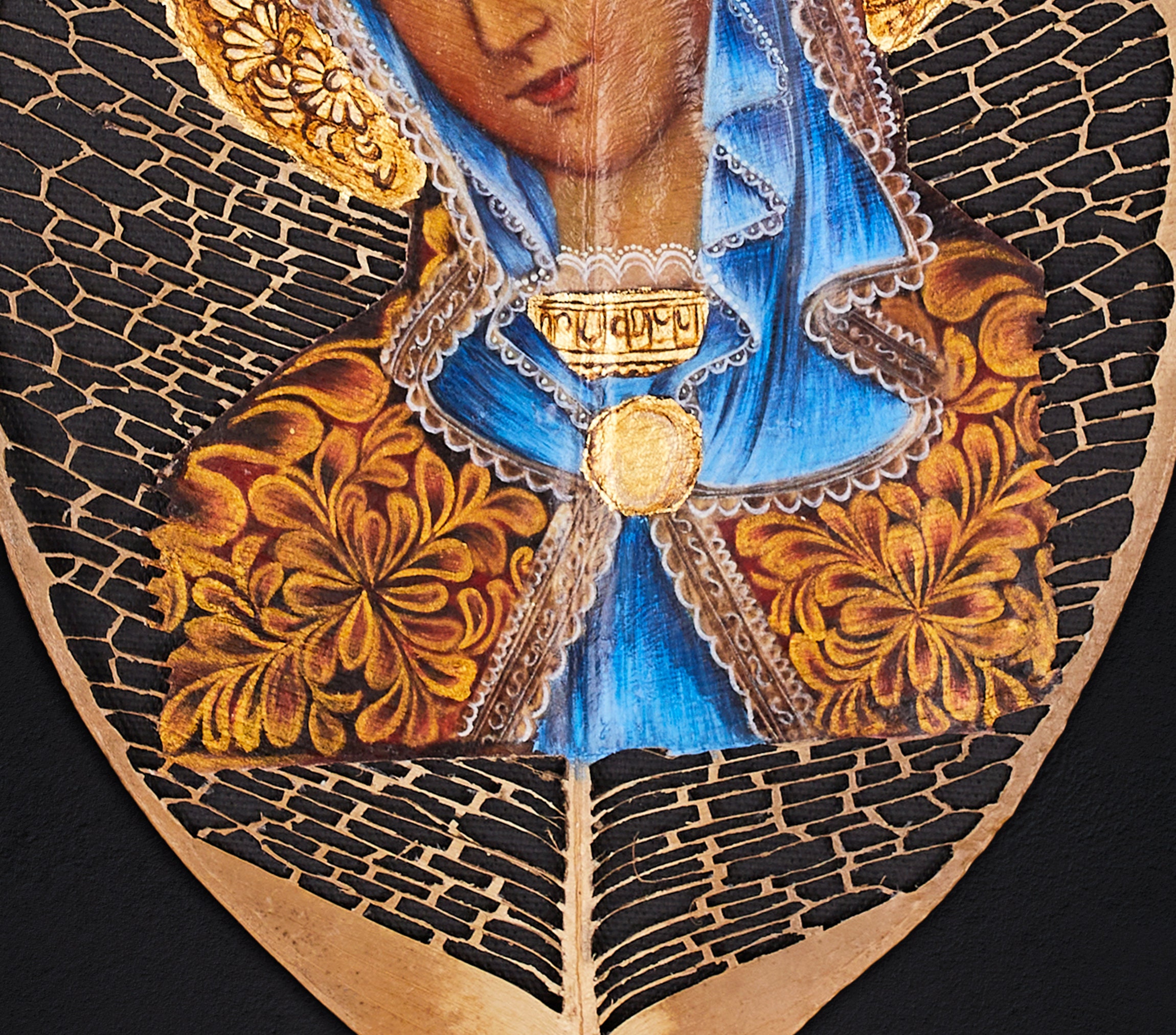 Mary Magdalene Portrait Leaf Art, Saint Mary Religious Wall Art ...