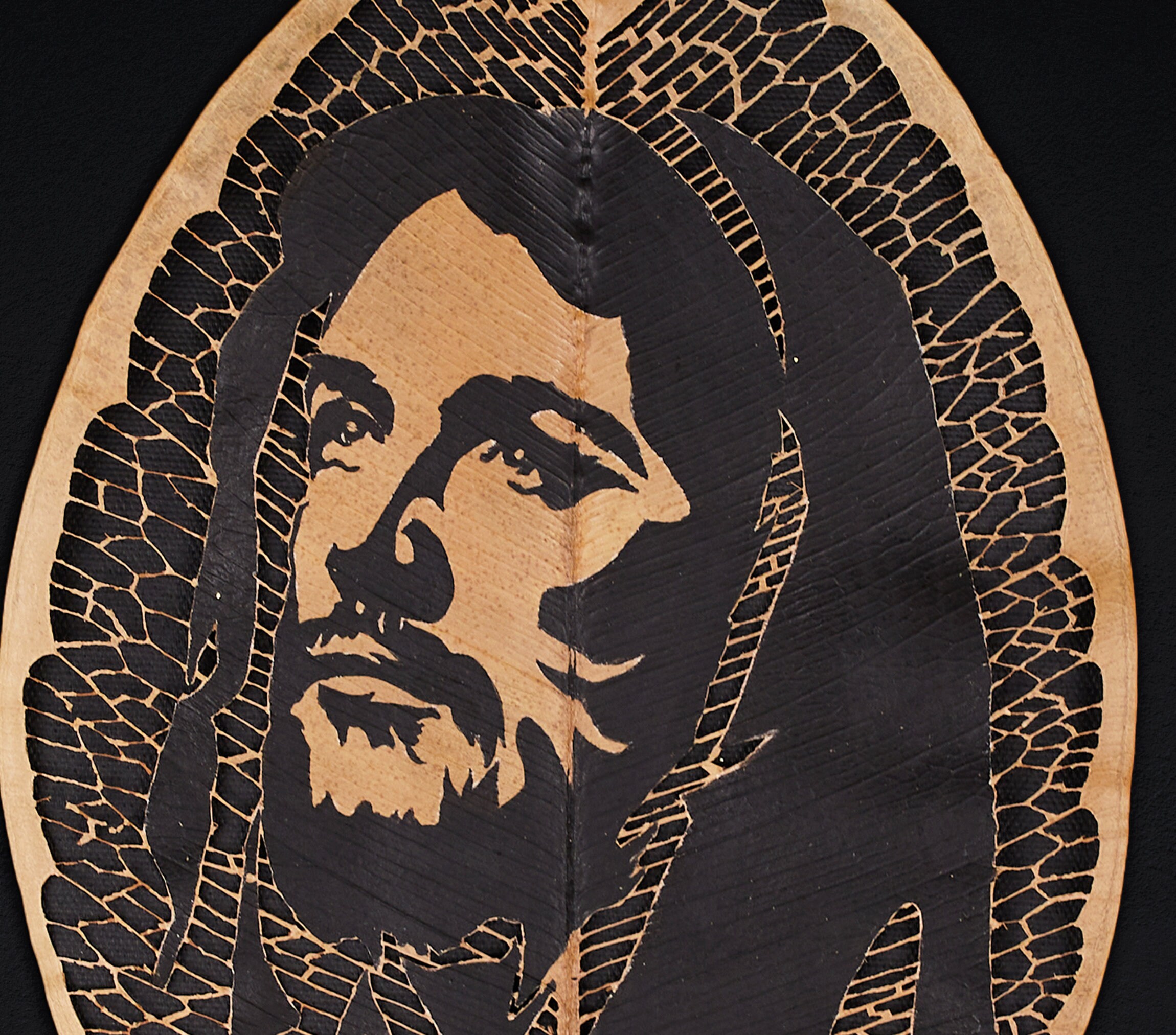 Jesus Portrait Leaf Art, Christ Leaf Carving Wall Art, Jesus Christ ...