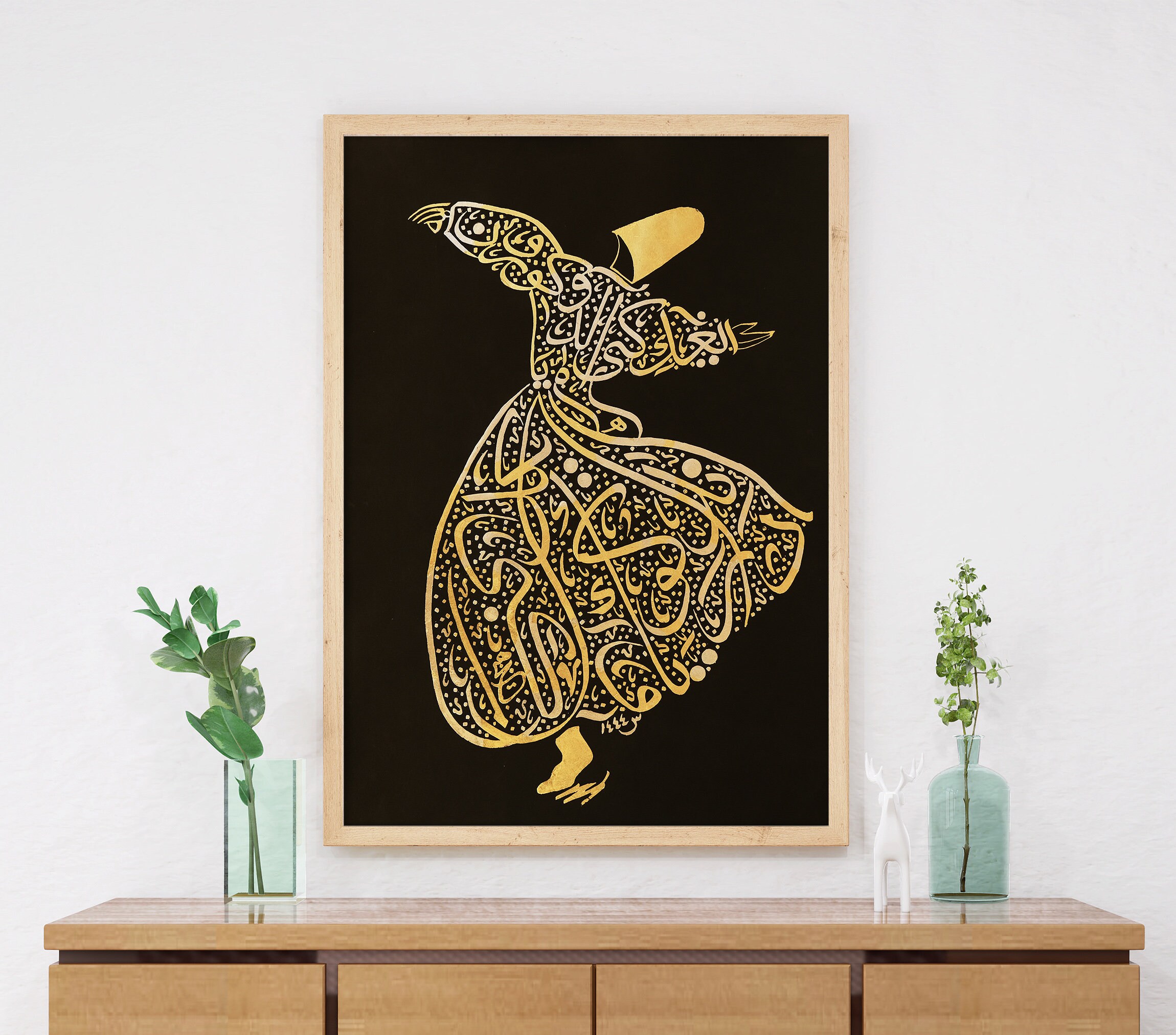 Mevlana Islamic Calligraphy, Rumi Islamic Art, Whirling Dervish Wall ...