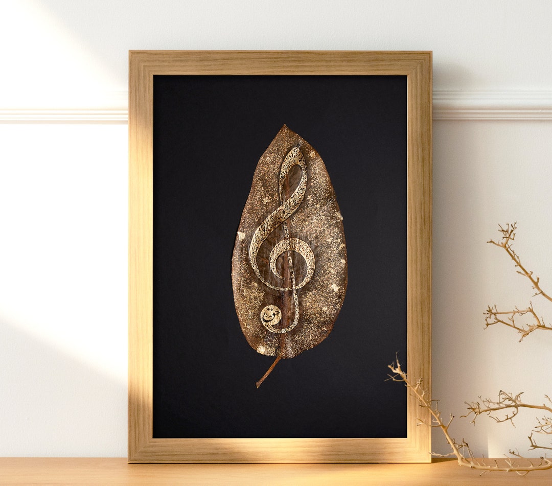 Treble Clef Ficus Elastica Leaf, Sol Key Musician Wall Decor ...