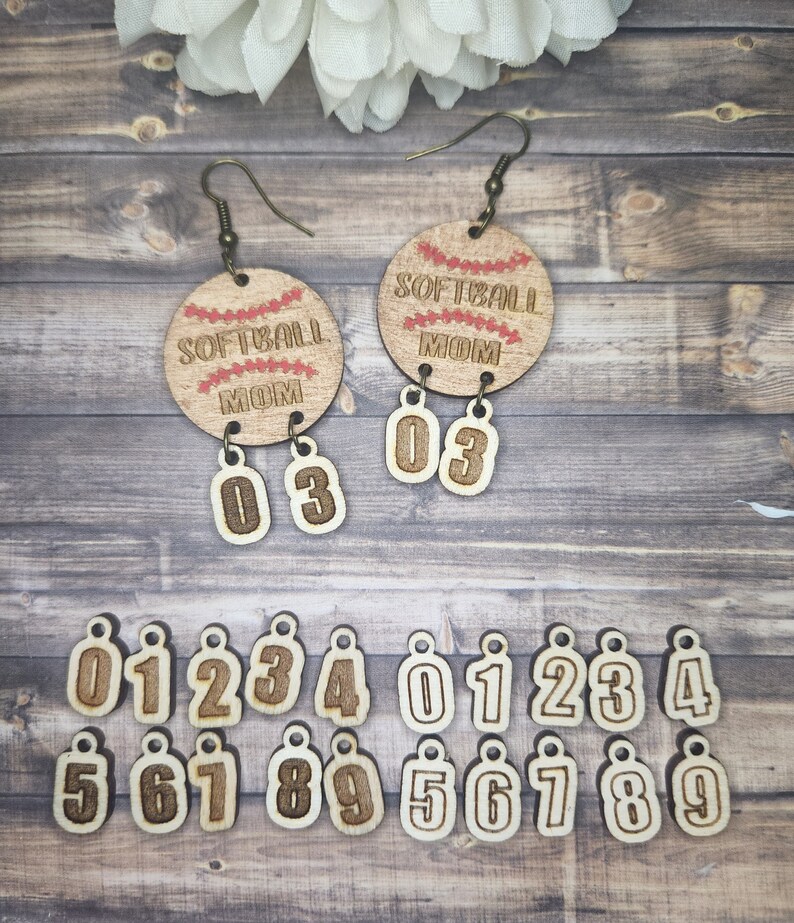 Round Softball Mom With Customizable Number Earrings Digital - Etsy