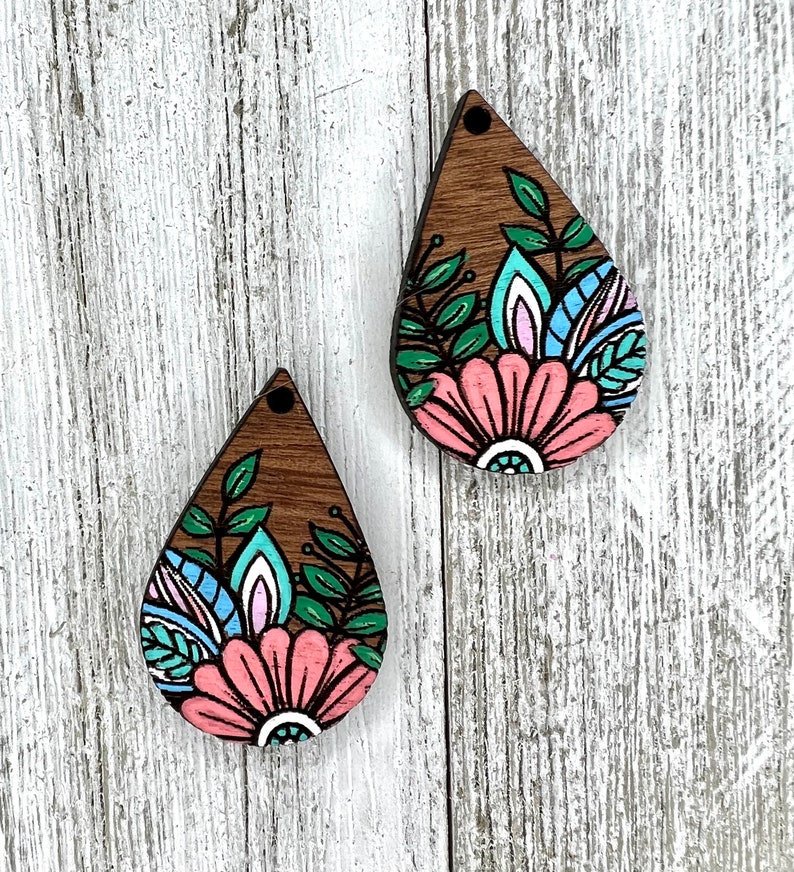 Teardrop Spring Floral Digital Earring File Digital Laser - Etsy