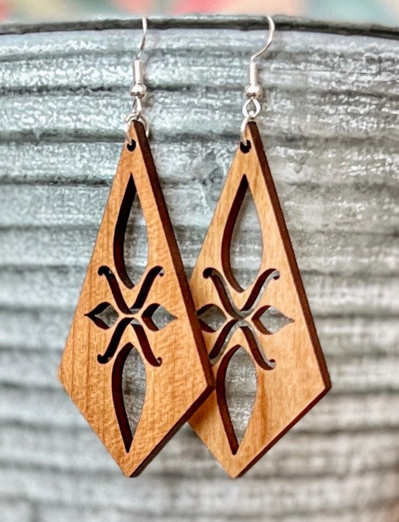 4 FILE Diamond Ornate Earring Digital Laser File PDF | Etsy