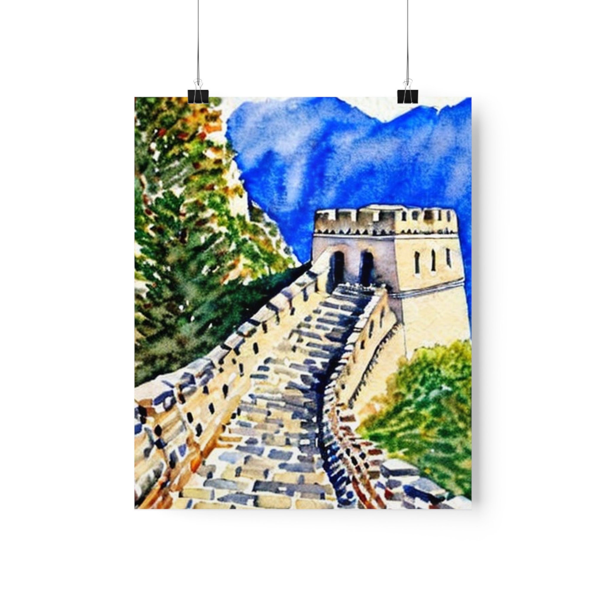 Great Wall of China Watercolor Poster Wall Art Travel Poster China ...