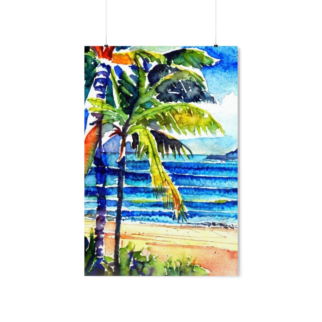 Beach Watercolor Poster | Beach Print | Beach Decor | Summer Wall Art ...