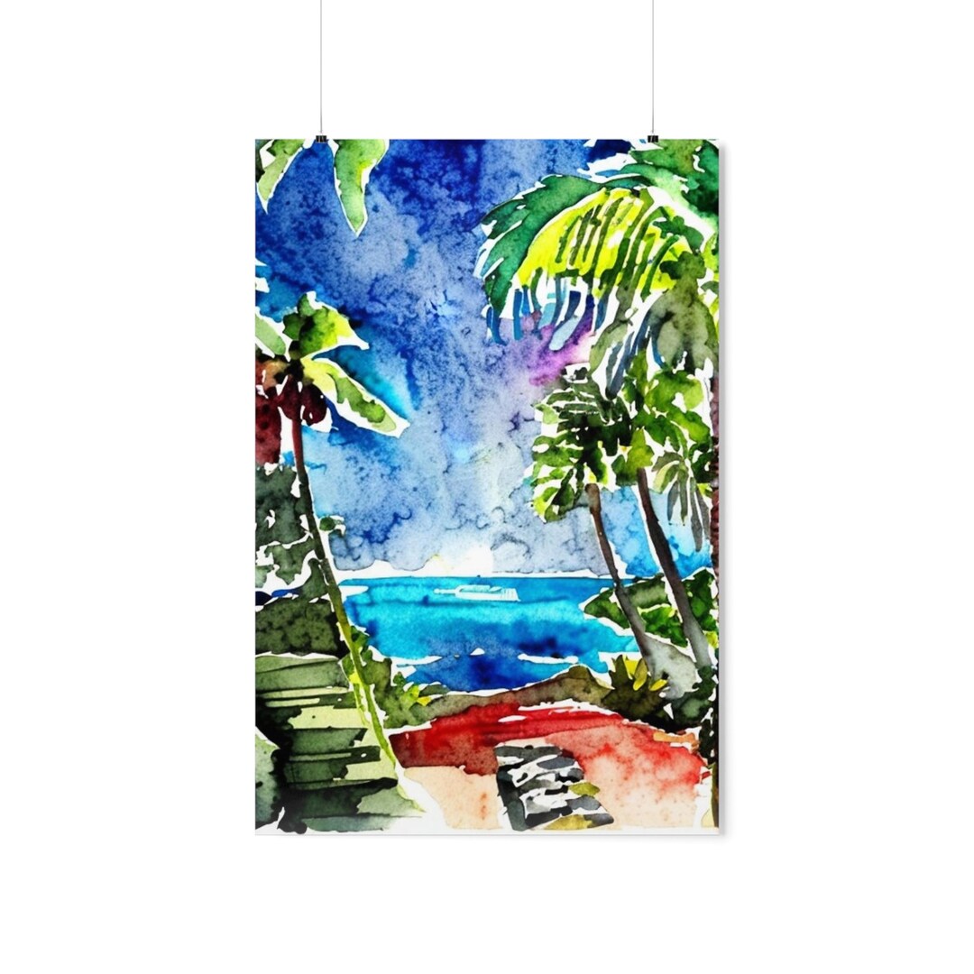 Beach Watercolor Poster | Beach Print | Beach Decor | Summer Wall Art ...