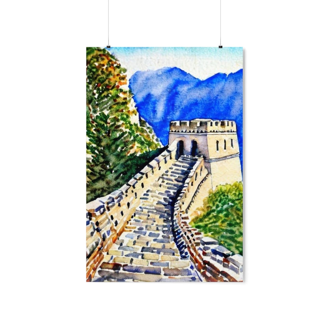 Great Wall of China Watercolor Poster | Wall Art Travel Poster | China ...