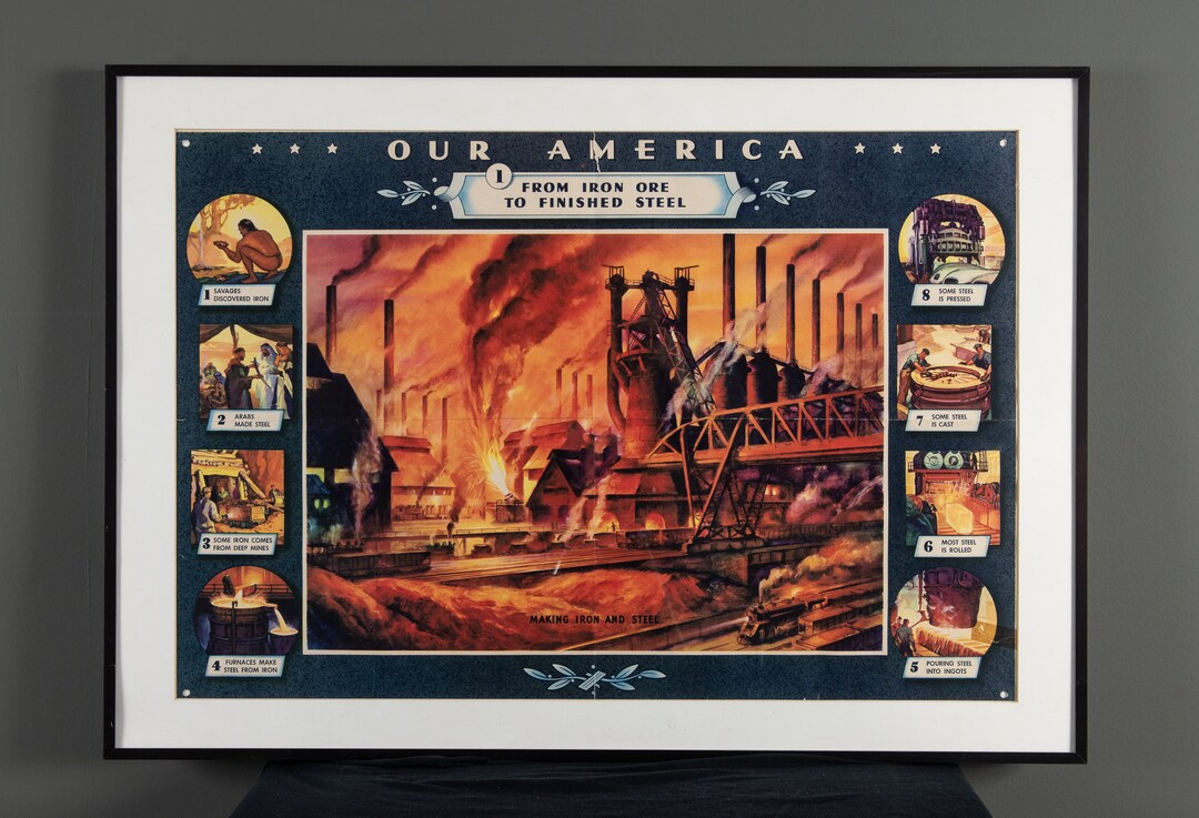 Vintage Educational Poster Our America Series 1 From Iron Ore to ...