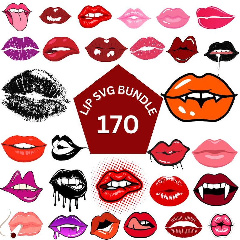 150+ Lip SVG Bundle, Instant Digital Download, PNG, SVG Cut Files - Etsy