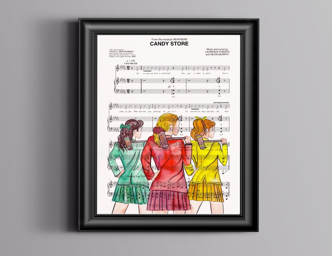 The Heathers "candystore" Sheet Music Art - Etsy