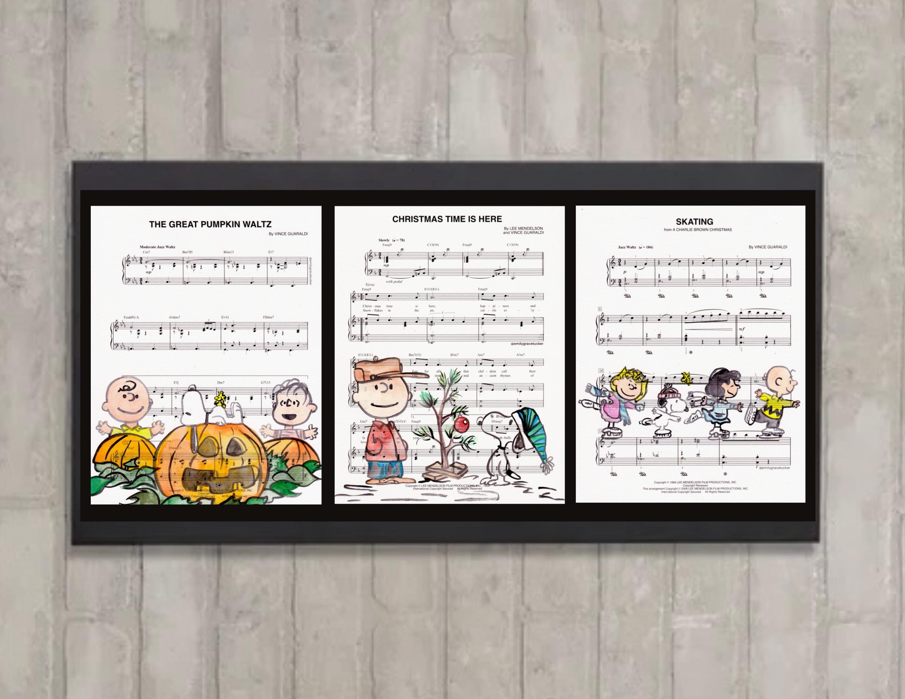 Peanuts Holiday Sheet Music Art - Etsy