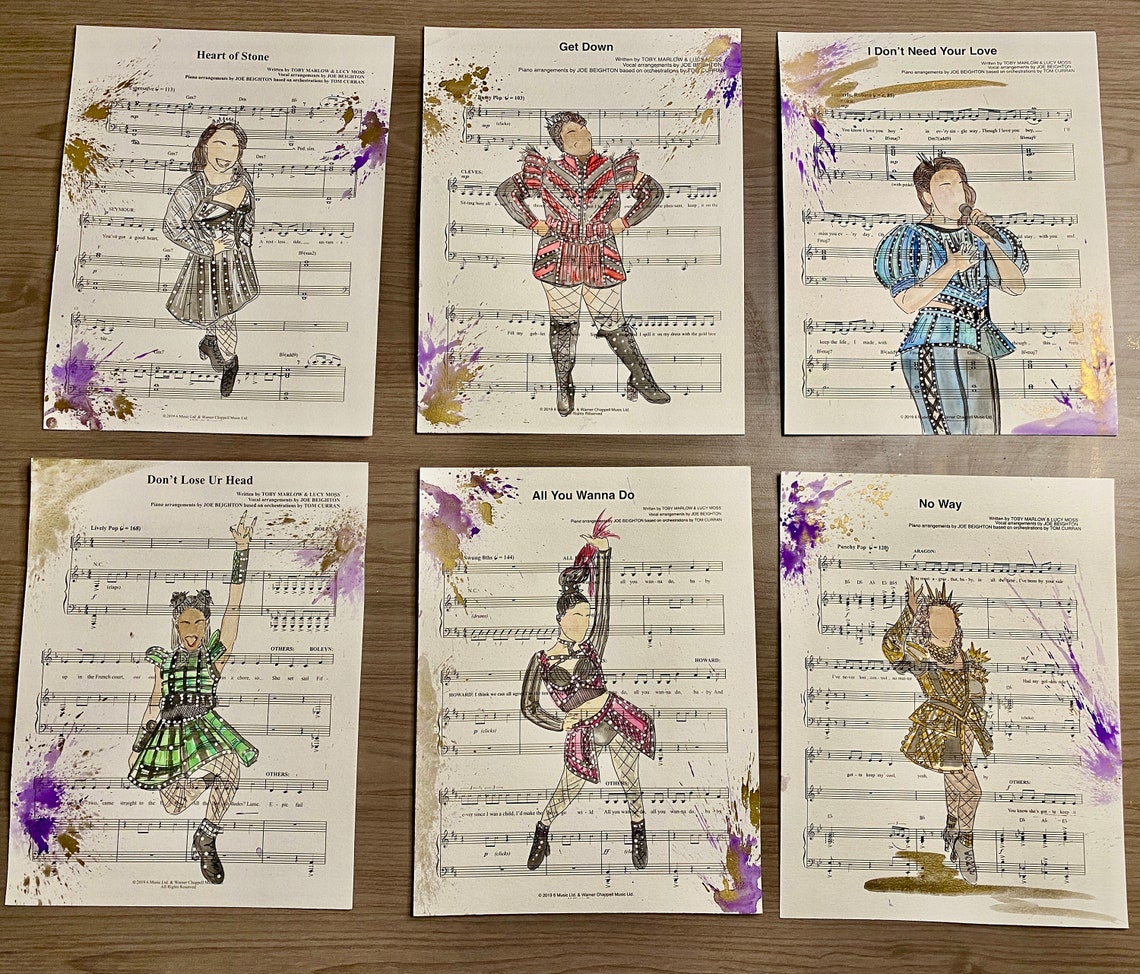 SIX Inspired Sheet Music Art Full Set - Etsy