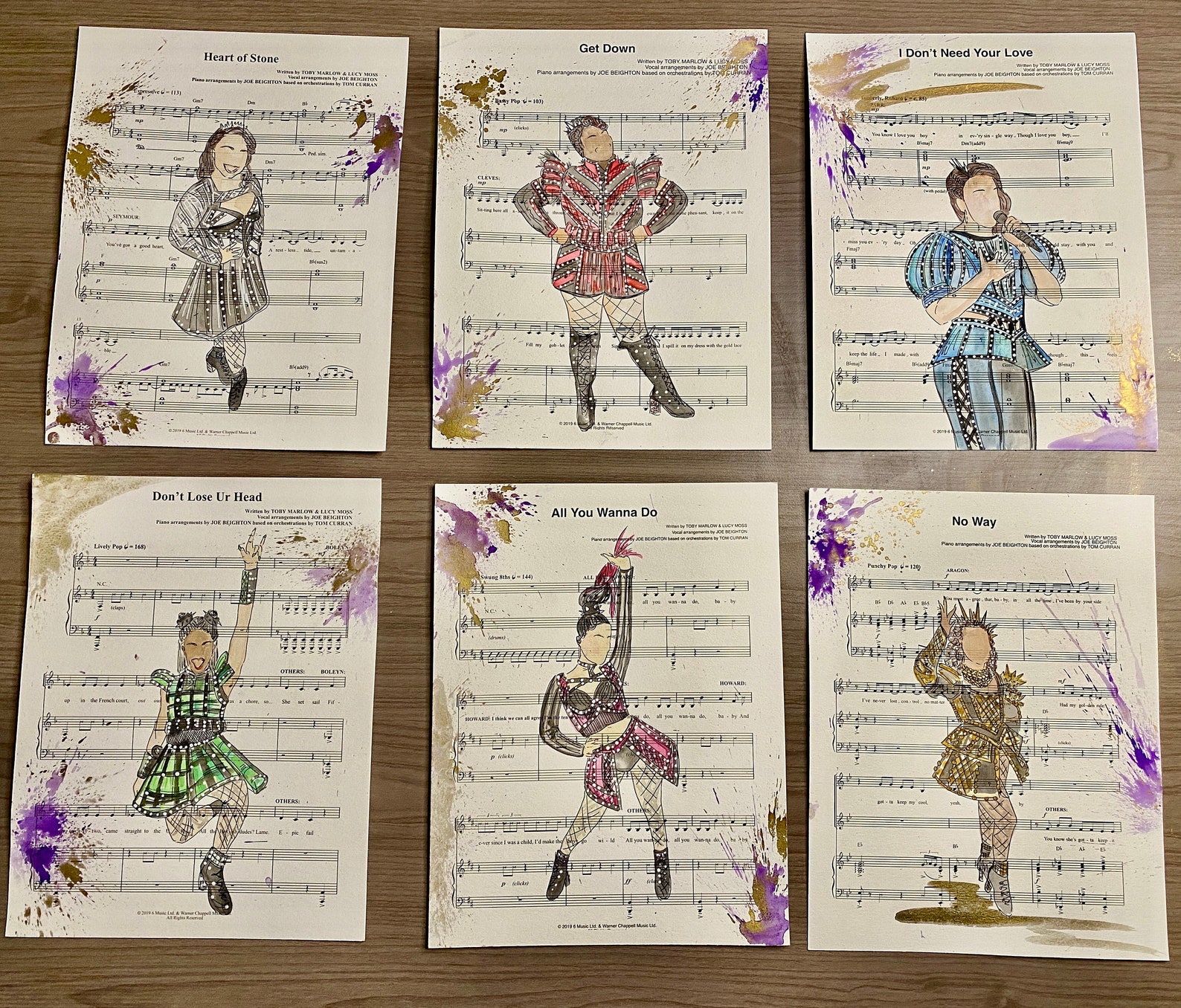 SIX Inspired Sheet Music Art Full Set - Etsy