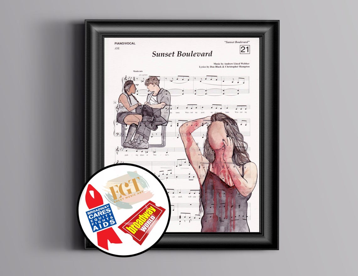 Sunset Blvd. Revival Sheet Music Art BWW & BCEFA - Etsy