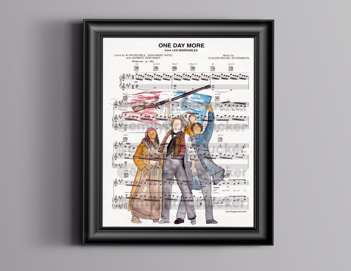 Les Mis "one Day More" Sheet Music Art - Etsy