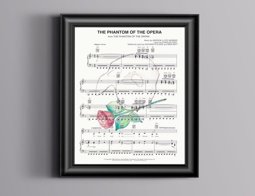 Phantom of the Opera Sheet Music Art - Etsy