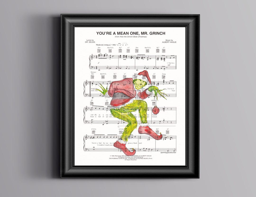 The Grinch Sheet Music Art - Etsy