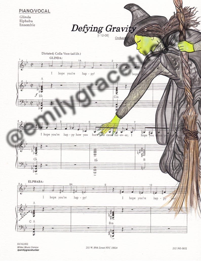 Wicked Movie Sheet Music Art - Etsy