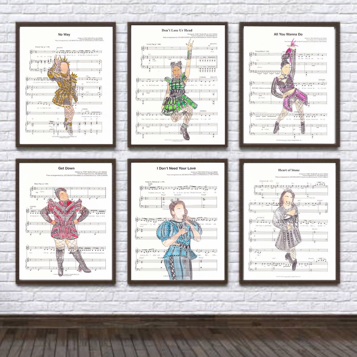 SIX Inspired Sheet Music Art Full Set - Etsy
