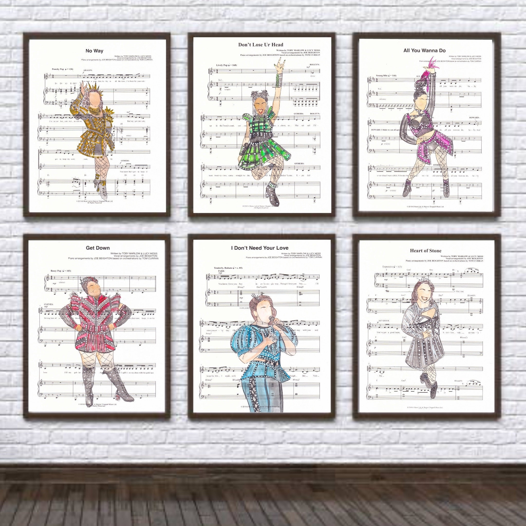 SIX Inspired Sheet Music Art Full Set - Etsy