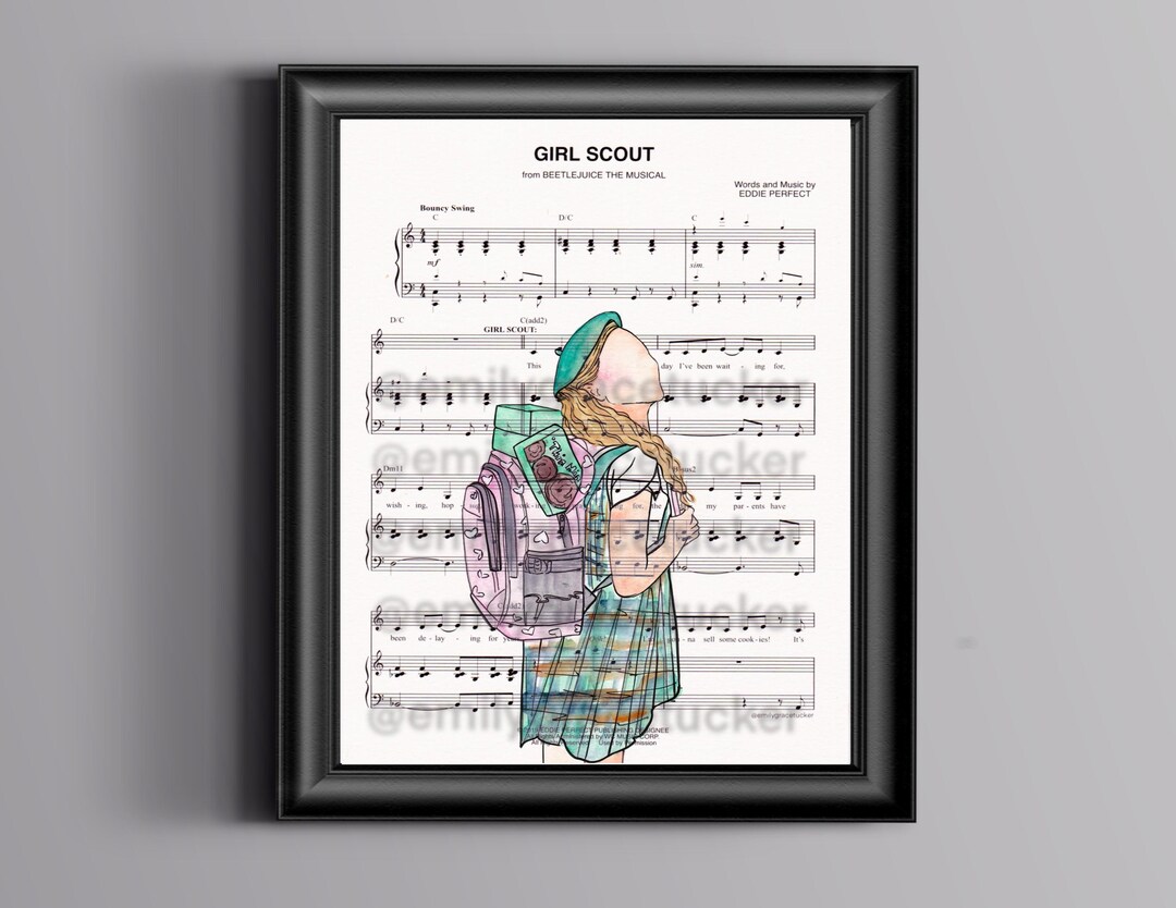 Beetle MUSICAL Girl Scout Sheet Music Art - Etsy