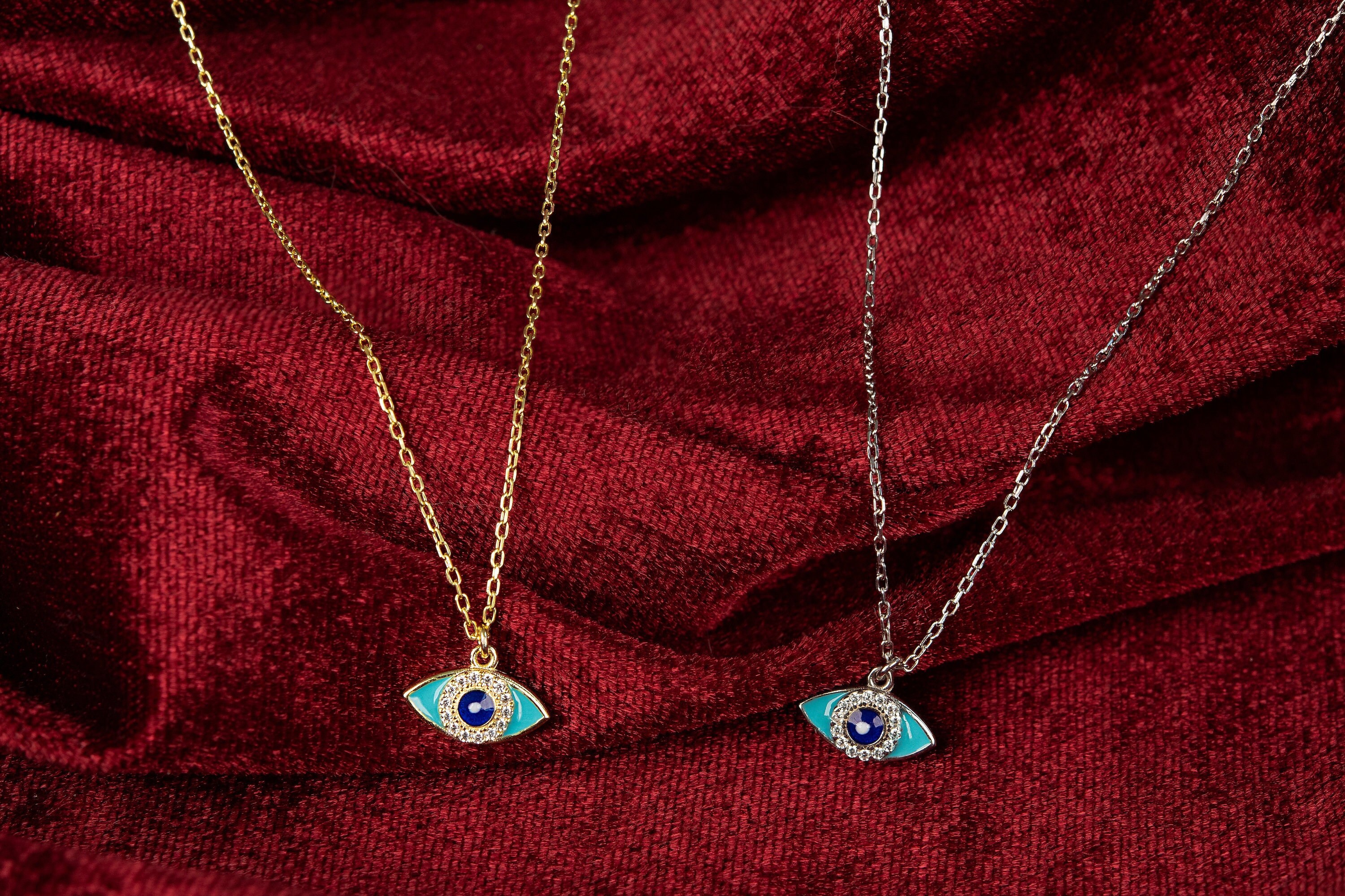 14K Gold Necklace Evil Eye, Gold Evil Eye Necklace,protection ...