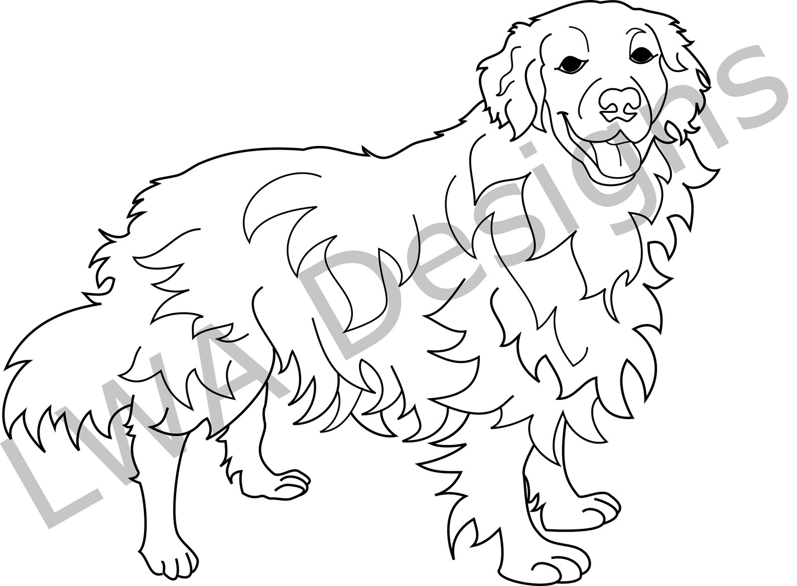 Golden Retriever Line Drawings - SVG / PDF / PNG - Original, Hand-drawn ...