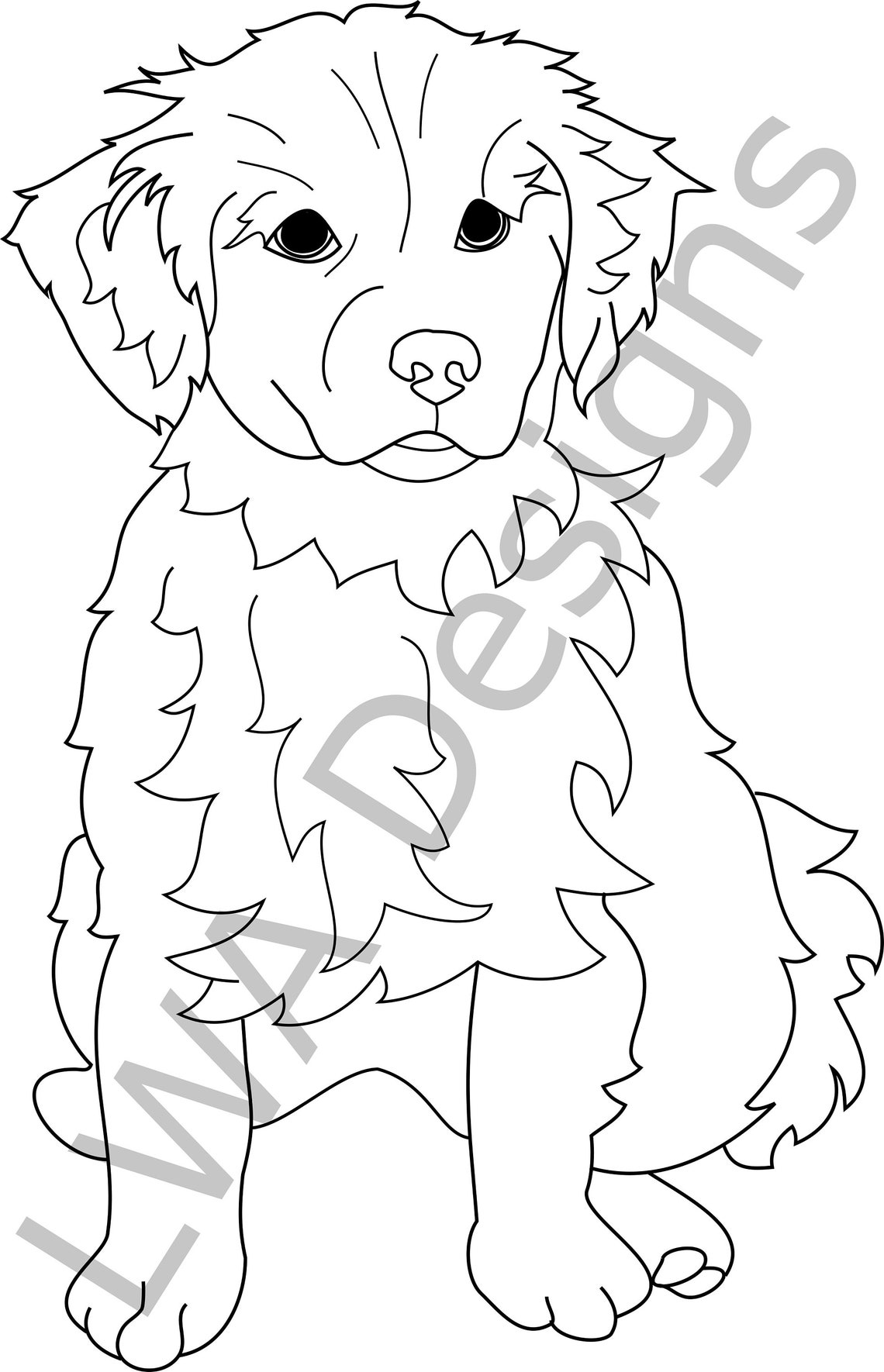 Golden Retriever Line Drawings SVG / PDF / PNG Original - Etsy