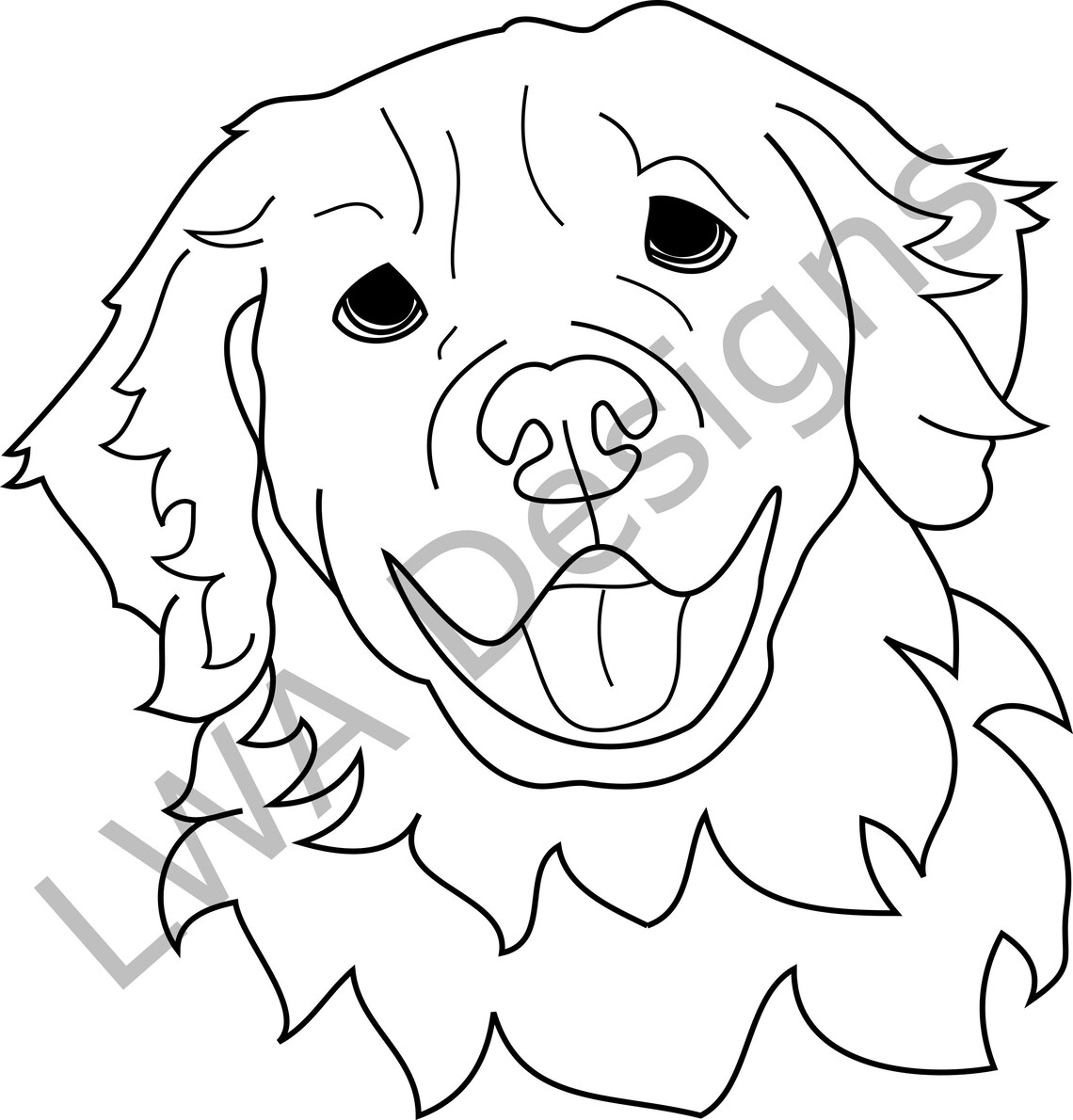 Golden Retriever Line Drawings SVG / PDF / PNG Original - Etsy