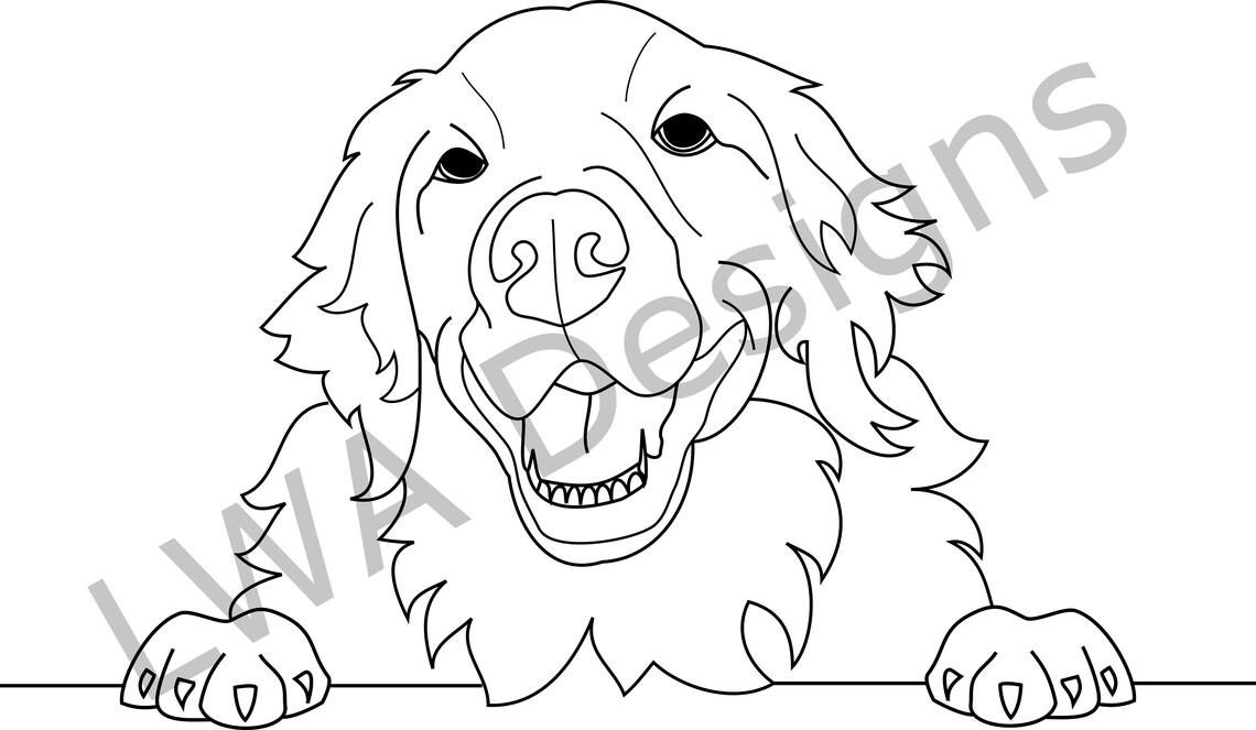 Golden Retriever Line Drawings SVG / PDF / PNG Original - Etsy