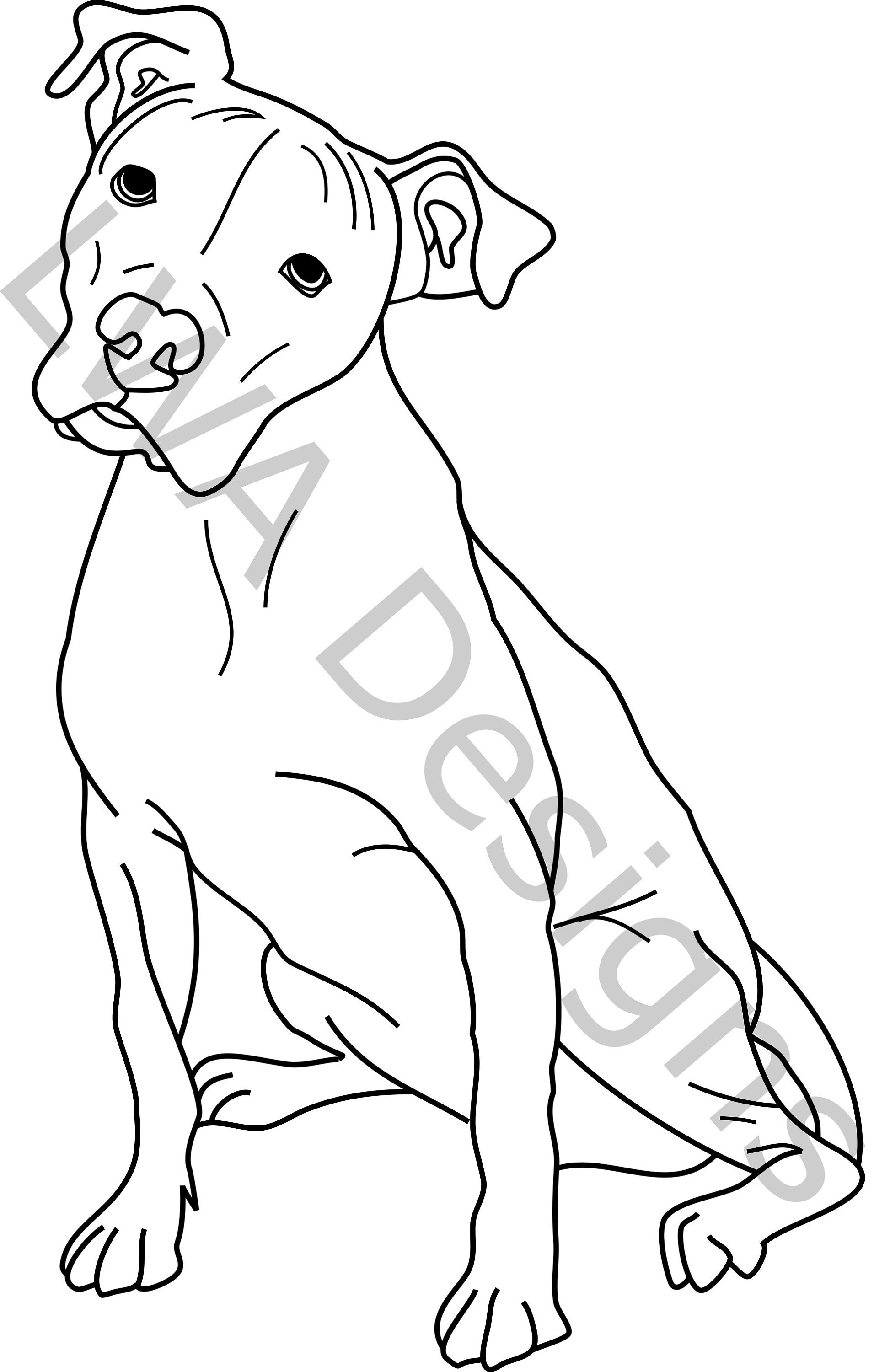Pitbull Line Drawings - SVG / PDF / PNG - Original, Hand-drawn - Etsy