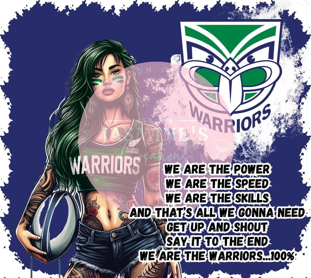NRL Warriors Tattooed Girls, PNG, Sublimation, 20oz Tumblers, Football ...