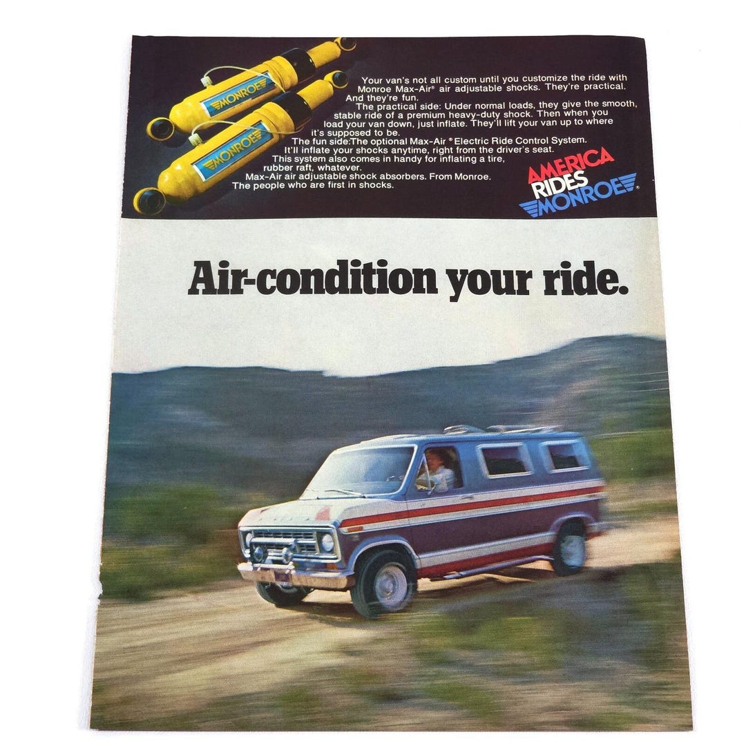 Monroe Shocks VTG Advertising Print Ad Van Promo Art 1970s Max-air Ride ...