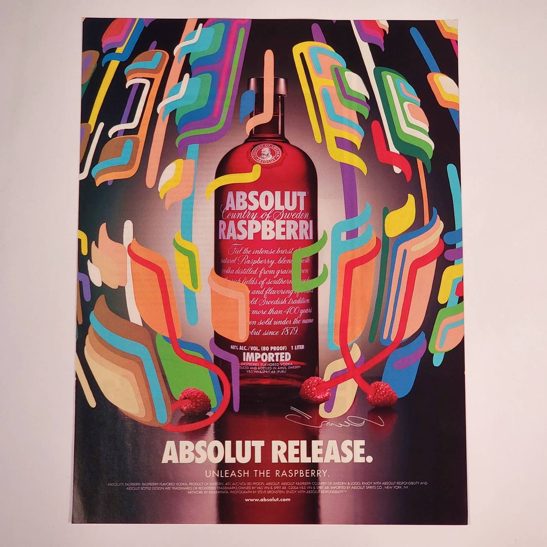 Absolut Raspberry Contemporary Style Vintage Print Ad 2004 - Etsy