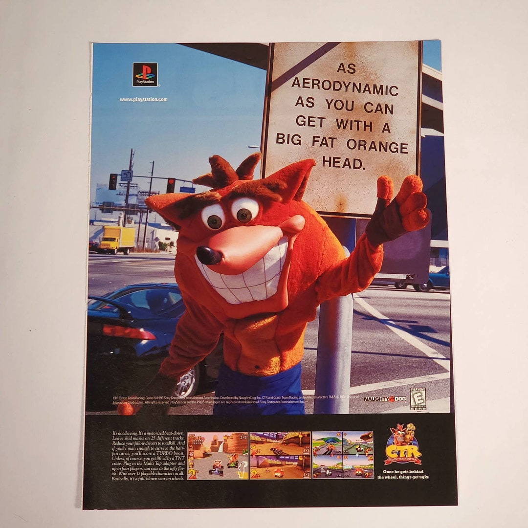 CTR Crash Bandicoot Team Racing Vintage Sony PS1 Print Ad 2000 - Etsy