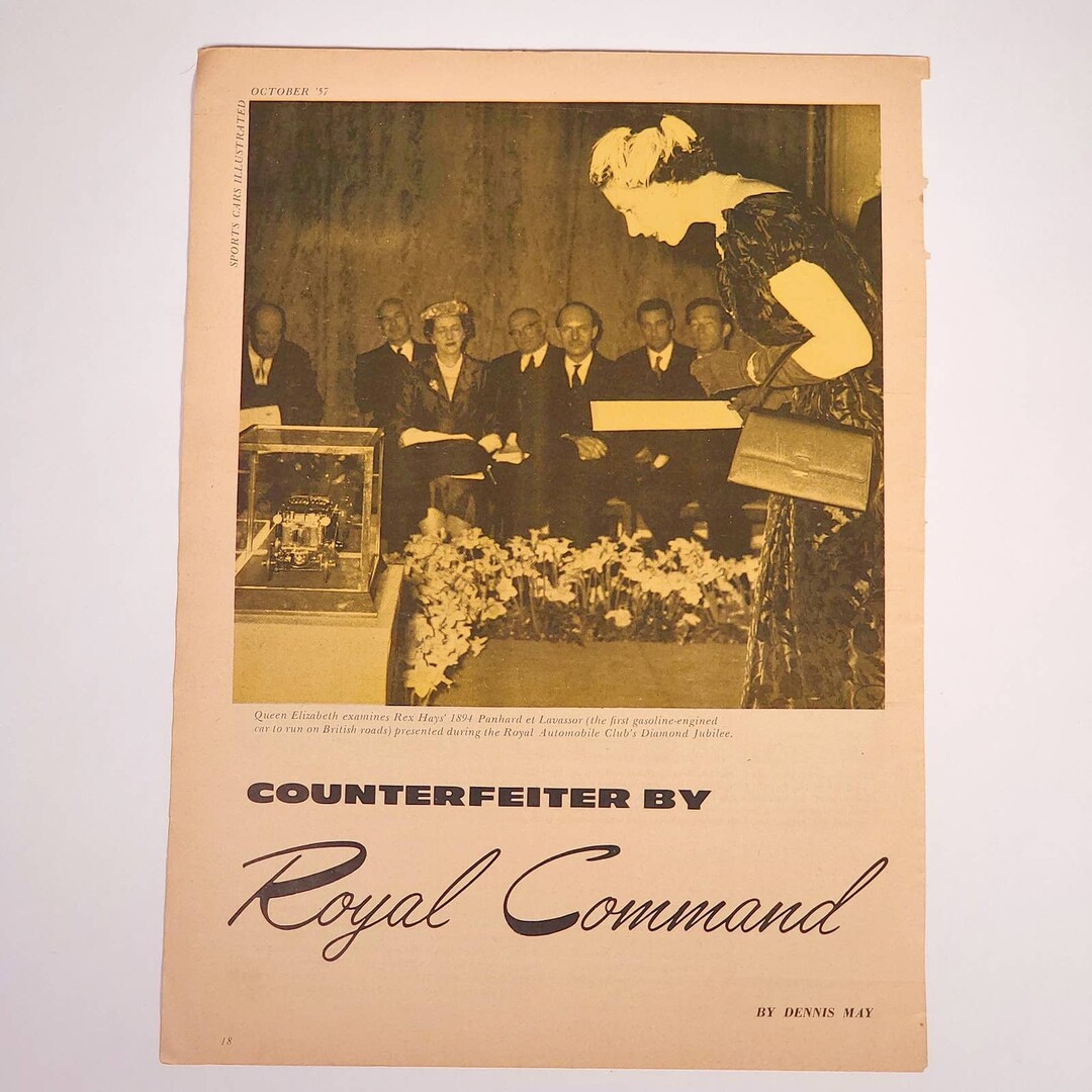 Queen Elizabeth Royal Command Print Ad 1957 Sports Cars Illustrated 8.5 ...
