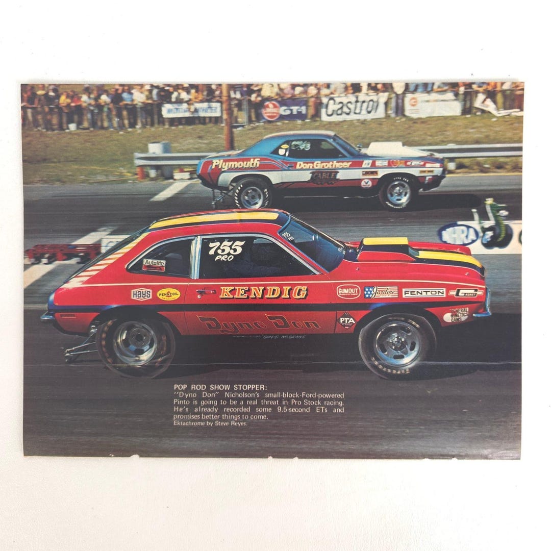 Vintage Ford Pinto Pro Stock Drag Car Print Ad Racing Advertising Don ...