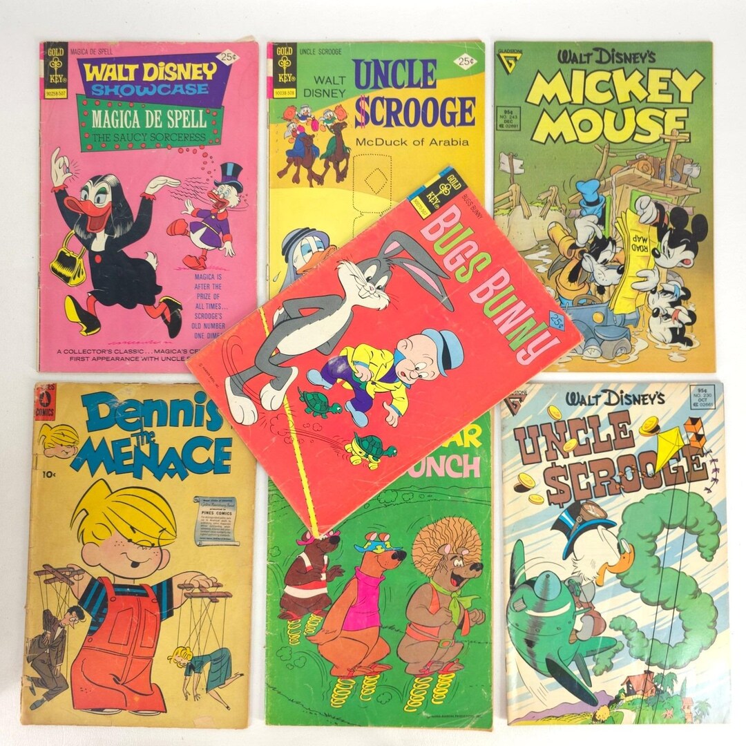 Vintage Disney Gold Key Comic Lot Uncle Scrooge Bugs Bunny Dennis 8 ...