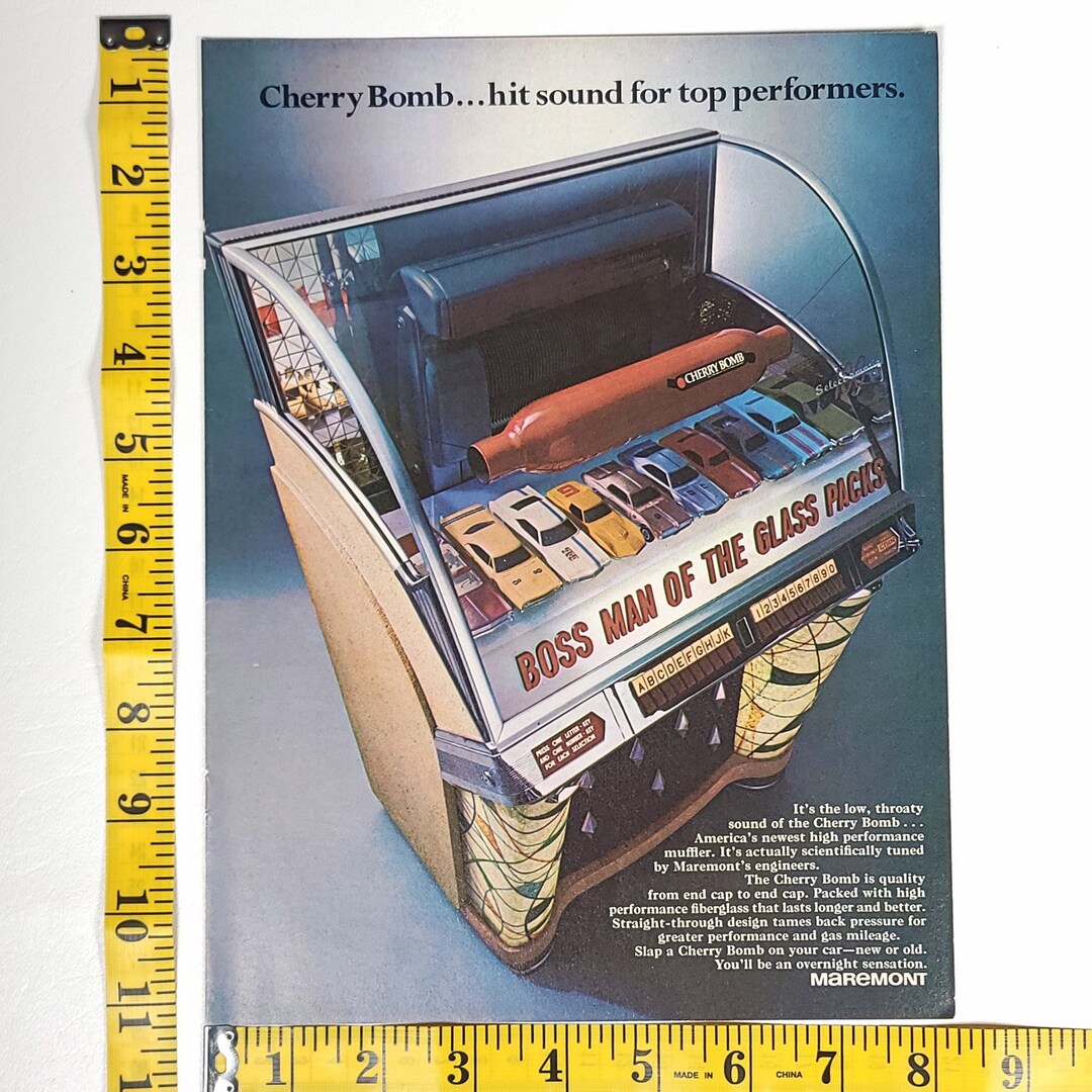 Cherry Bomb boss Man of the Glass Packs Print Ad 1969 Hot Rod Magazine ...