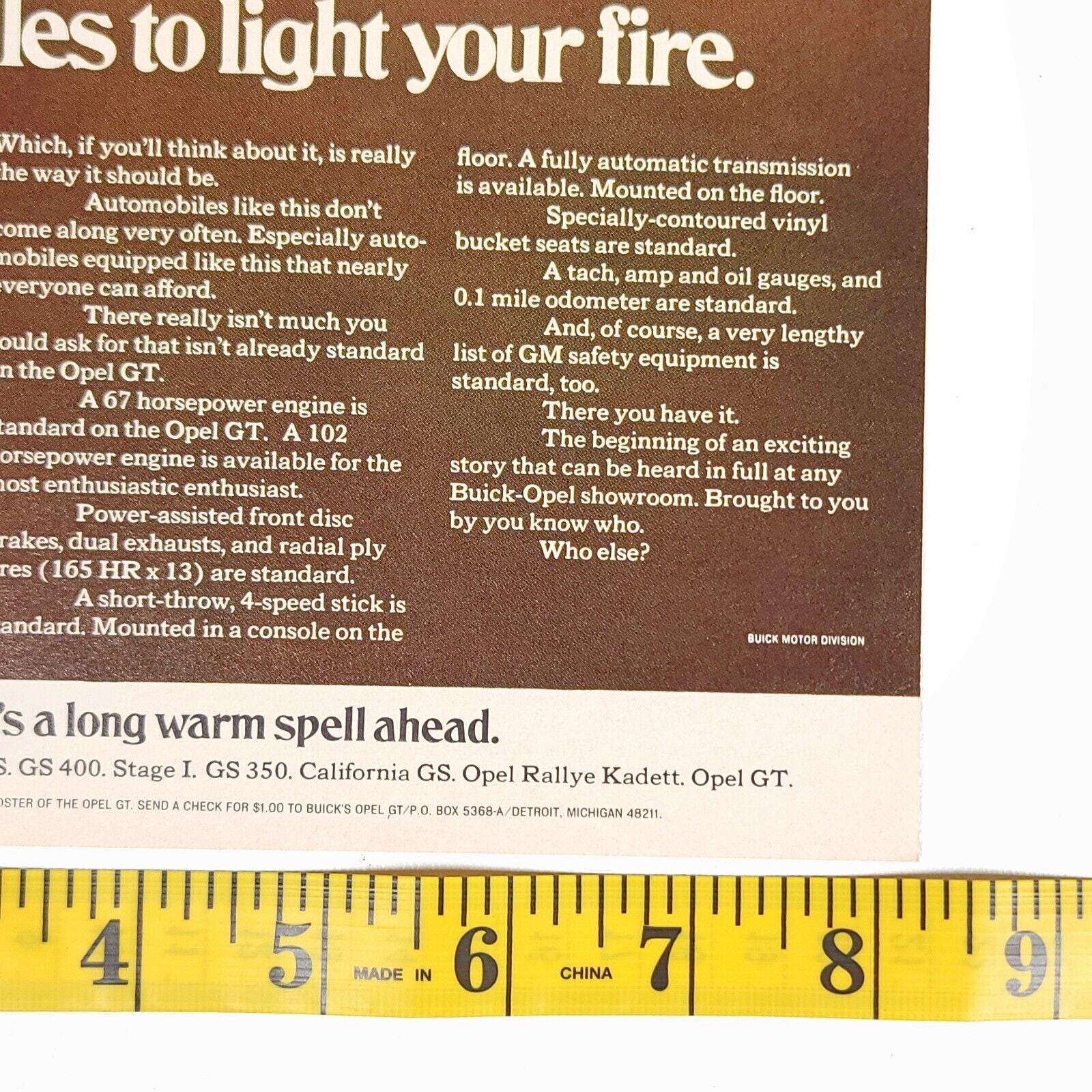 Vintage Buick Opel GT Single Page Full Color Print Ad 1969 Hot Rod ...