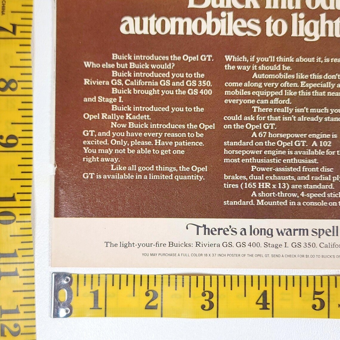 Vintage Buick Opel GT Single Page Full Color Print Ad 1969 Hot Rod ...