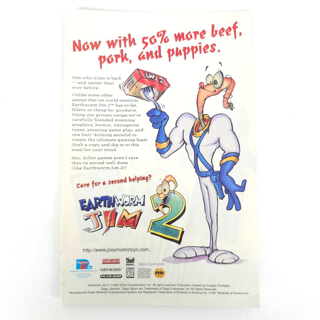 Earthworm Jim 2 Video Game Promo Art Print Ad 1995 Sega Genesis SNES ...