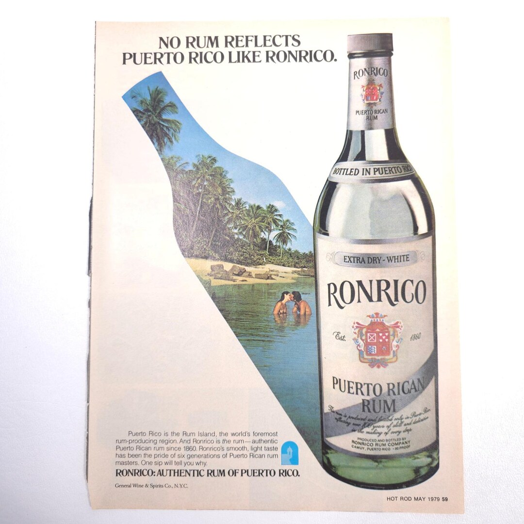 Ronrico Rum Puerto Rico Print Ad Vintage Liquor Advertising Garage Bar ...