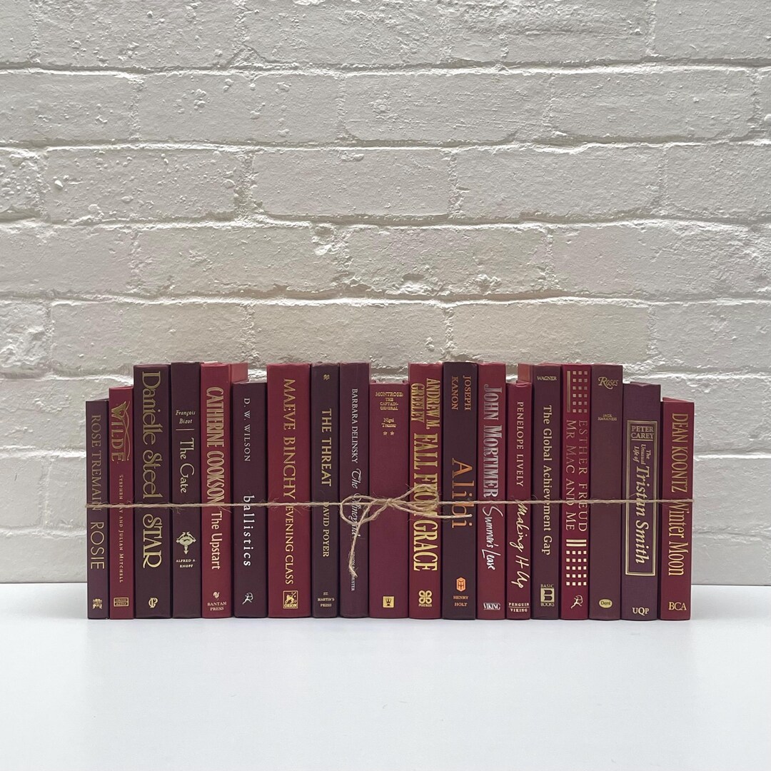 Red Burgundy Maroon Book Stack, Decorative Books for Shelf Styling ...