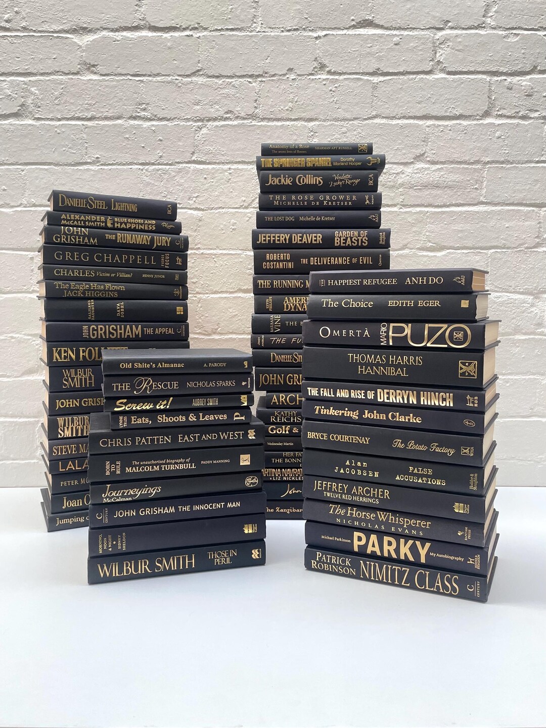 Decorative Books Custom Black Bookshelf Stack Bundle Decor Home Gold ...